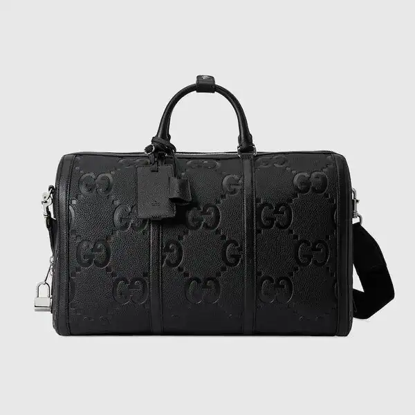 Gucci Gg Jumbo Medium Duffle Bag - Black Leather | Editorialist